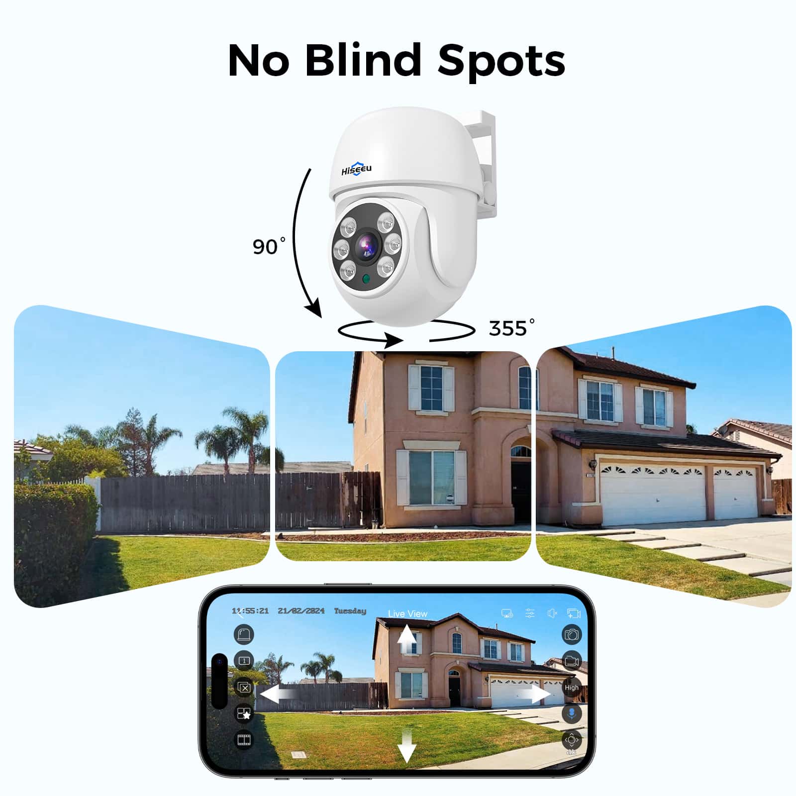 Hiseeu [350°Pan+90°Tilt Person/Vehicle Detection] PT Wired Security Ca