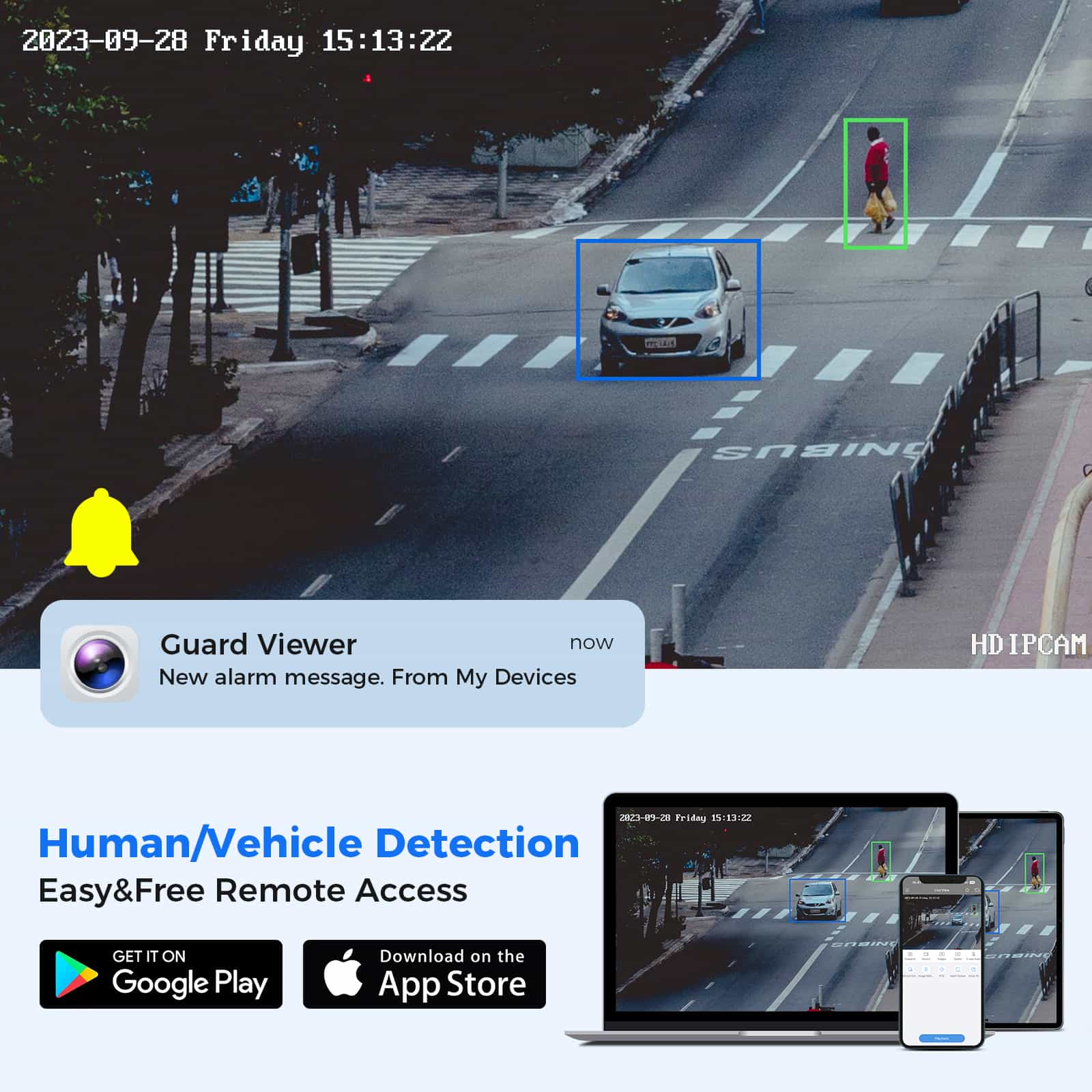 Hiseeu [350°Pan+90°Tilt Person/Vehicle Detection] PT Wired Security Ca