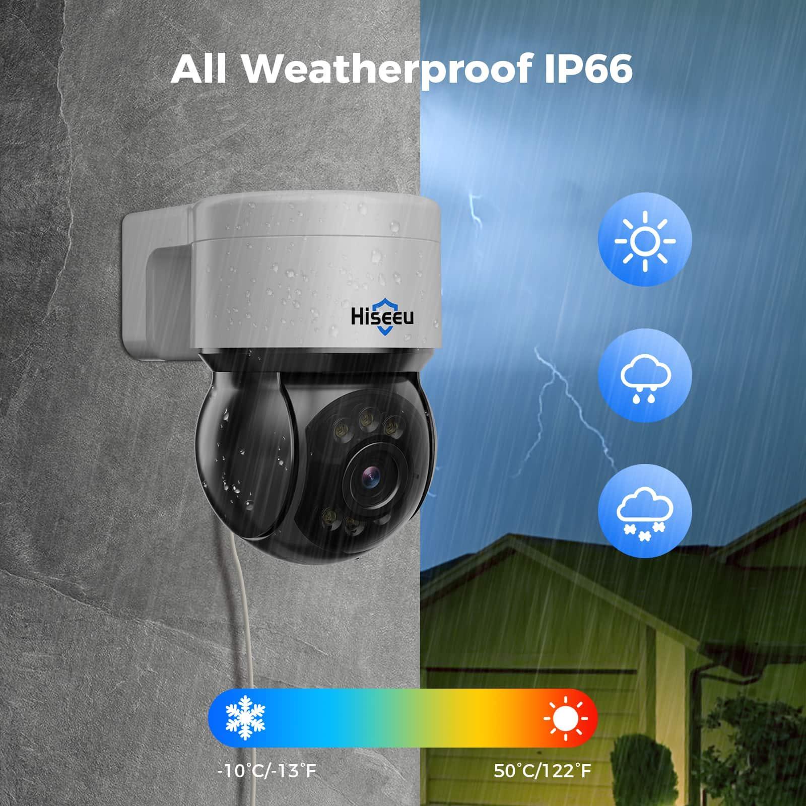 Hiseeu 5MP PoE PTZ Security Camera Outdoor, Home Security Cameras, Spo
