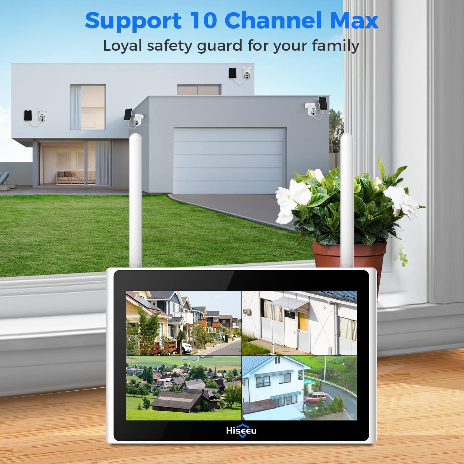Hiseeu [10CH Expandable, 4MP]Solar Security Camera Outdoor, 4PCS 4MP W