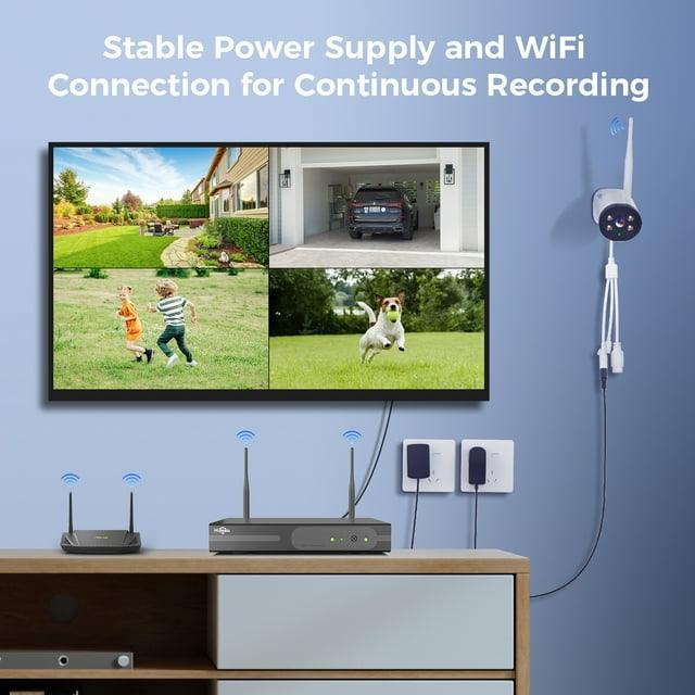 Hiseeu 3MP Wireless Security Camera System 1TB Hard Drive,4Pcs WiFi Se