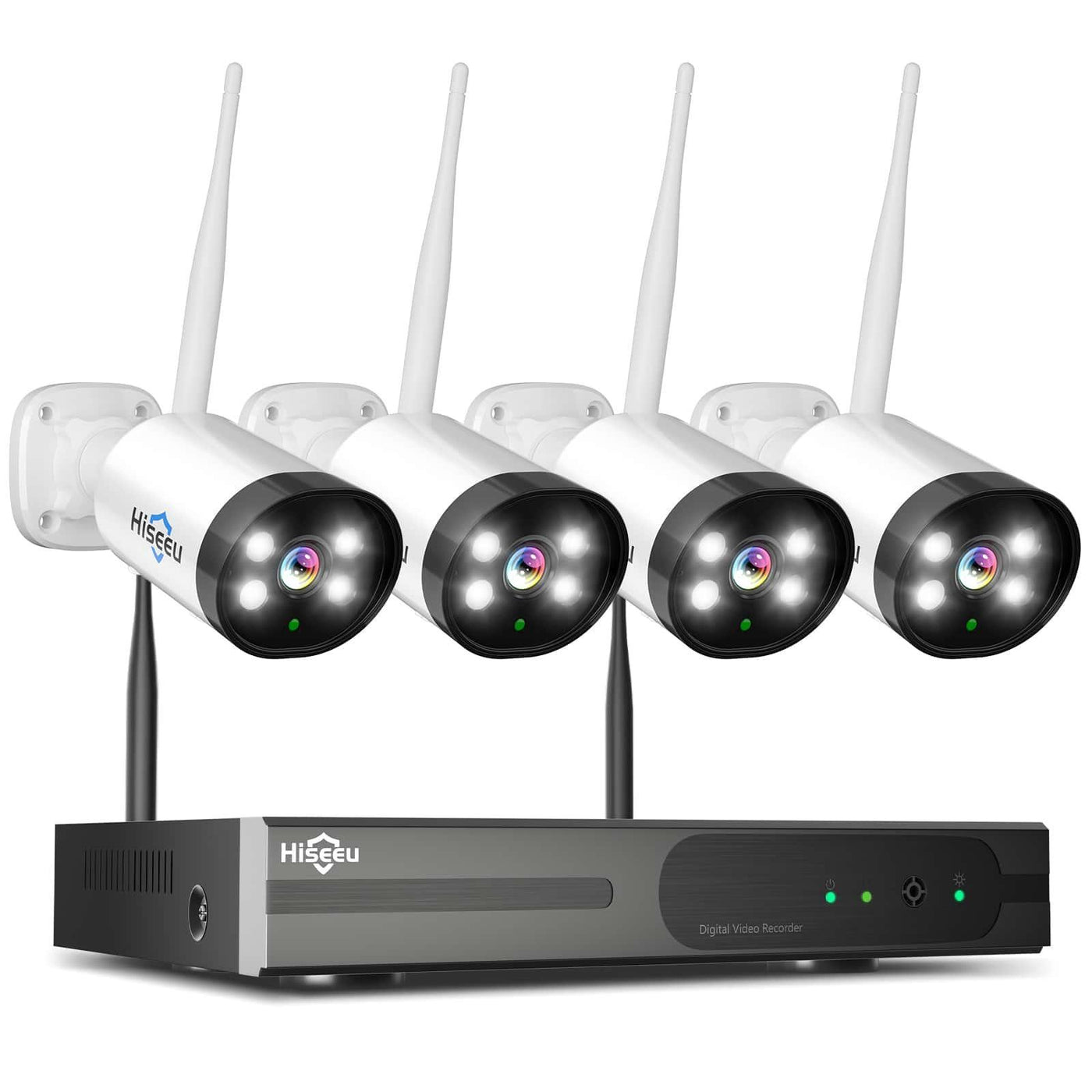 Hiseeu 3MP Wireless Security Camera System 4Pcs WiFi Security Camera W