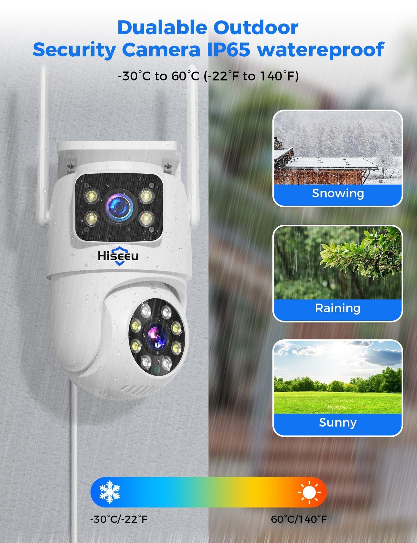 Hiseeu Wireless Security Camera 4MP Dual Lens 5G/2.4G WiFi-Pro Power C