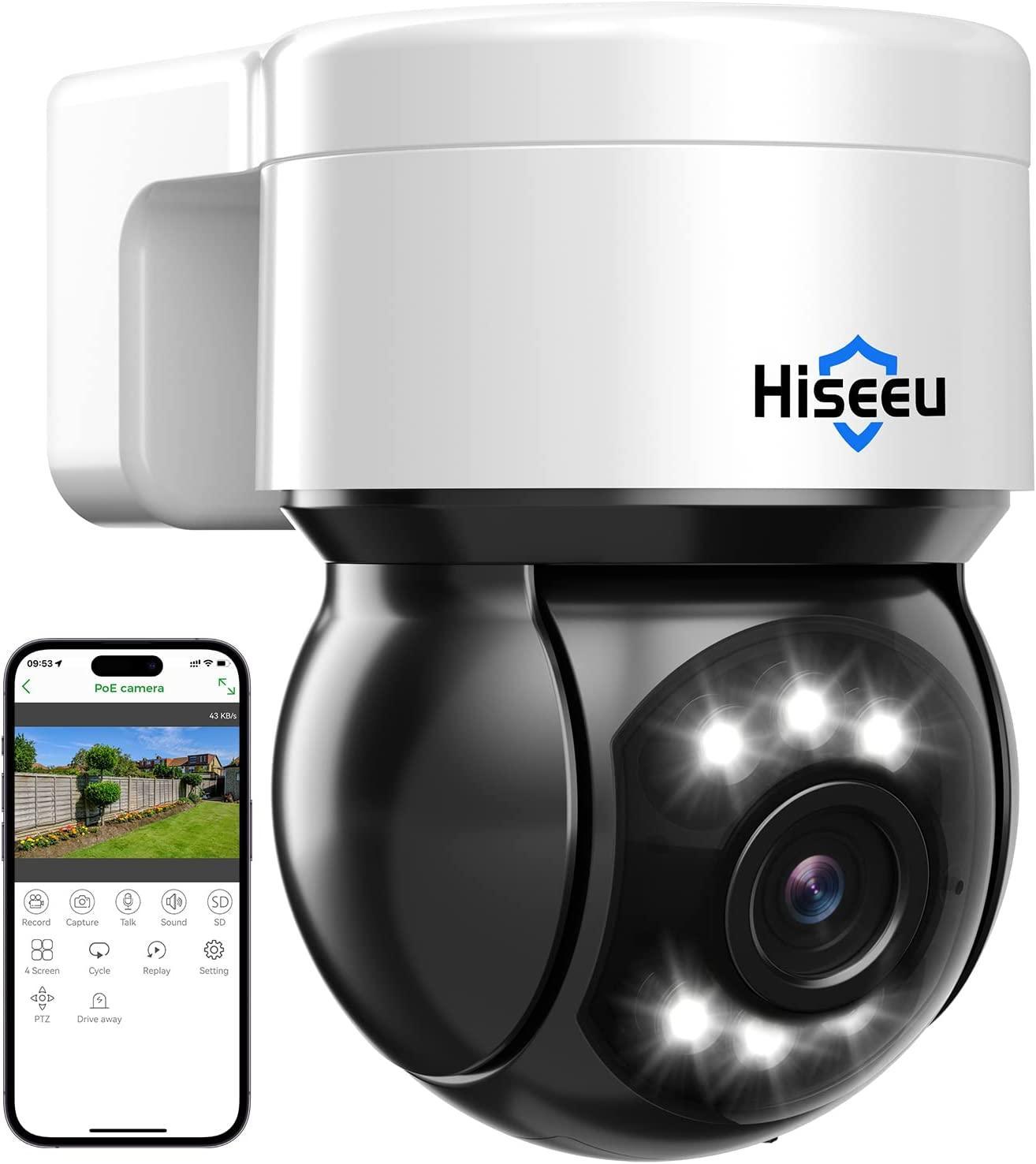 Hiseeu 5MP PoE PTZ Security Camera Outdoor, Home Security Cameras, Spo